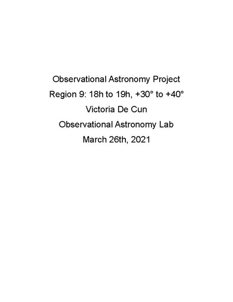 Observational Astronomy Project Observational Astronomy Project
