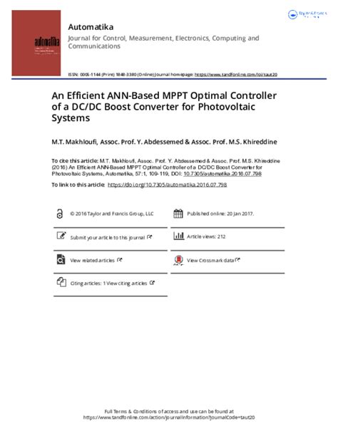 pdf an efficient ann based mppt optimal controller of a dc dc boost