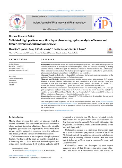 Pdf Validated High Performance Thin Layer Chromatographic Analysis Of