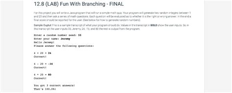 Solved LAB Fun With Branching FINAL For This Chegg