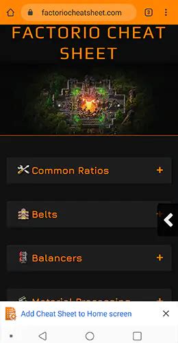 Factorio Cheat Sheet