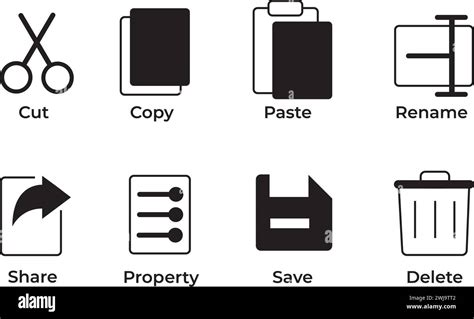 Cut Copy Paste Rename Share Save And Delete Icon Symbol Collection