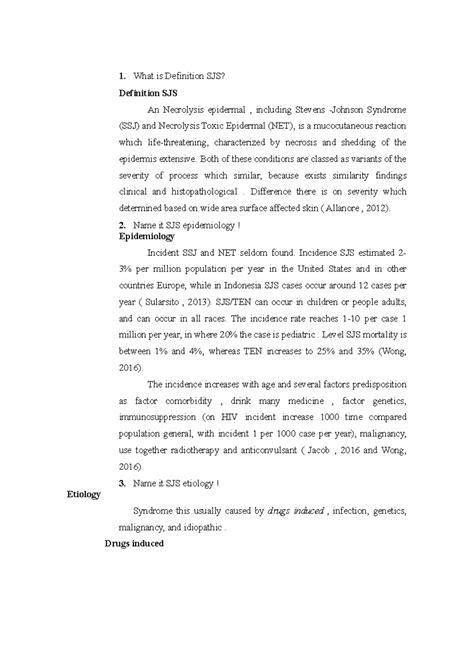 Definition Epidemiology Etiology Sjs What Is Definition Sjs Definition Sjs An Necrolysis