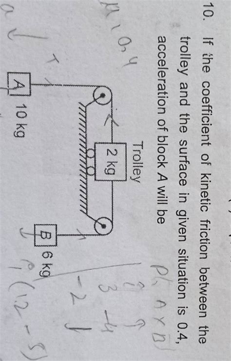 10 If Ithe Coefficient Of Kinetic Friction Between The Trolley And The S