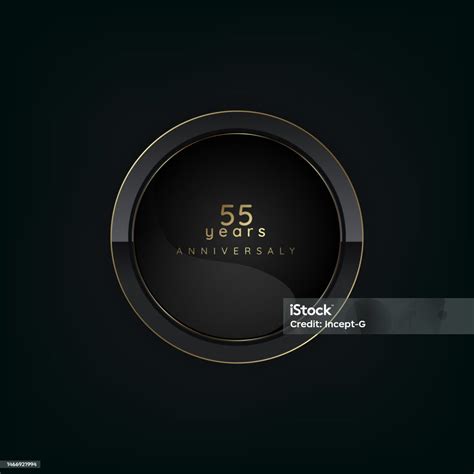 55 년 기념일 황금 배너 디자인 어두운 배경에 벡터 럭셔리 Cicle 모양 배너 기하학적 모양 검정 벡터 일러스트 레이 션과 프리미엄 축하 요소 고급에 대한 스톡 벡터