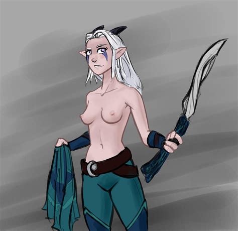 Rule 34 1girls Elf Female Female Only Horns Nipples Rayla The Dragon Prince Solo Sword The