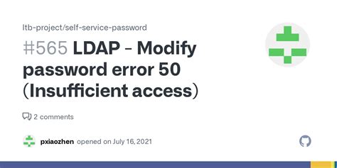 Ldap Modify Password Error 50 Insufficient Access · Issue 565
