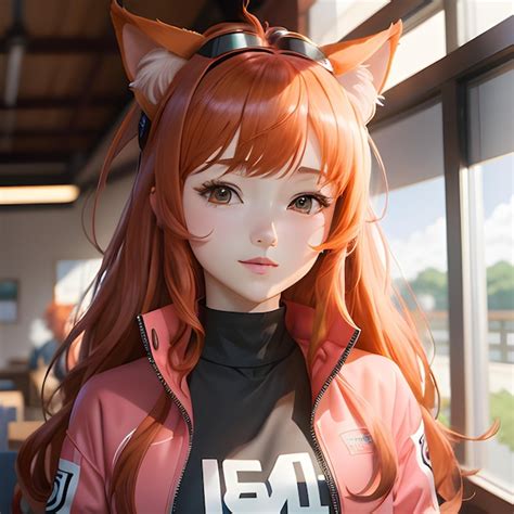 Ilustración De Chica Anime Con Orejas De Gato Foto Premium