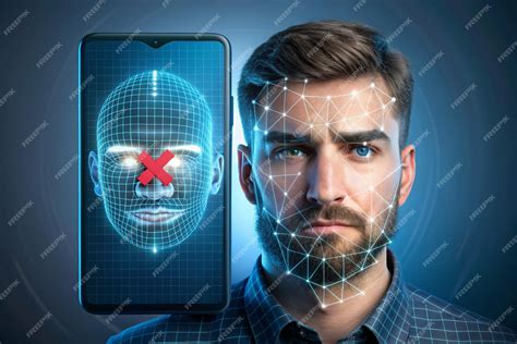 premium photo 3d face recognition illustration with cross mark