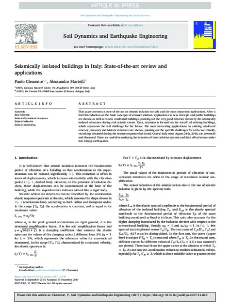 Pdf Seismically Isolated Buildings In Italy State Of The Art Review And Applications