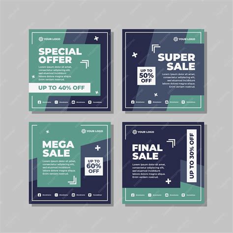 편집 가능한 현대 소셜 미디어 게시물 배너 템플릿 벡터 세트 프리미엄 벡터