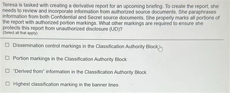 Teresa Is Tasked With Creating Derivative Report For Upcoming Briefing