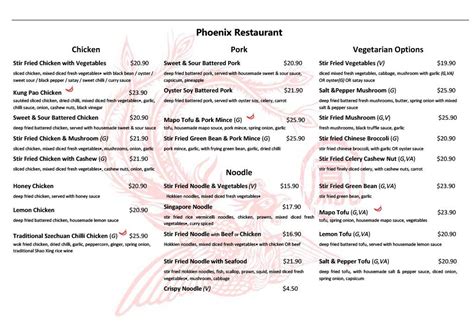 Menu At Phoenix Restaurant Snug