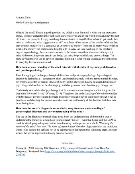 Week 6 Interactive Assignment Antonia Salas Week 6 Interactive Assignment What Is The Mind