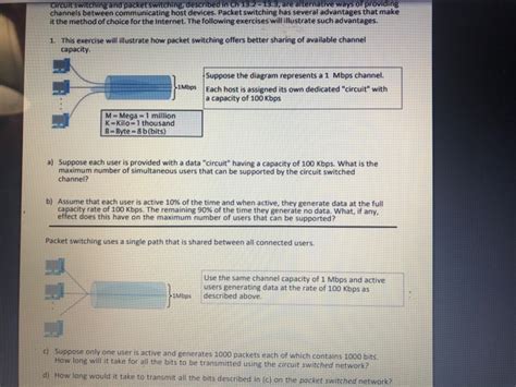 Solved Circuit Switching And Packet Switching Described In Chegg