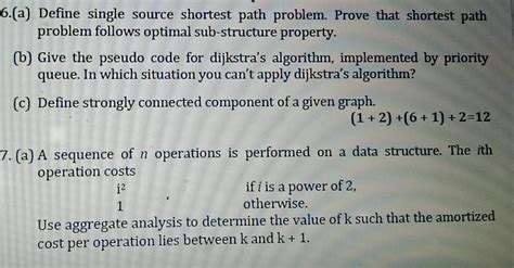 Solved 6a Define Single Source Shortest Path Problem