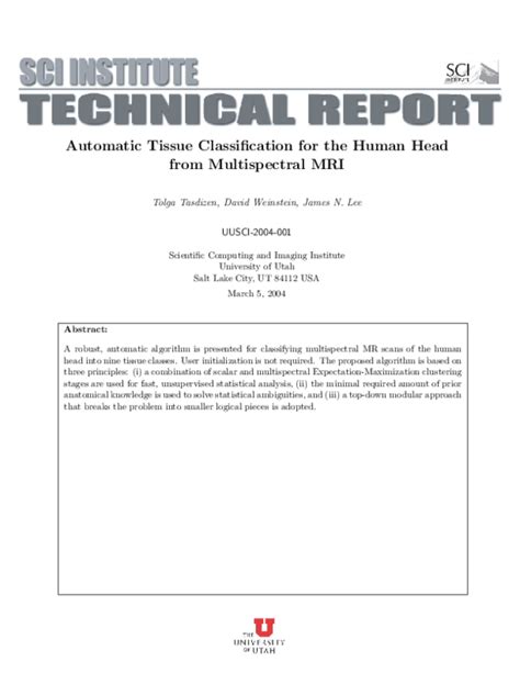 Pdf Automatic Tissue Classification For The Human Head From Multispectral Mri