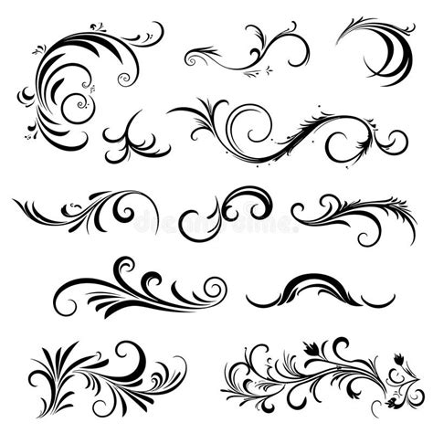 Elegant Swirling Flourishes Decorative Floral Motifs Set Of Vintage Frames Floral Ornament