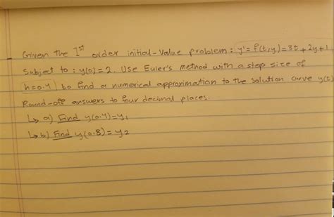 Solved Given The St Order Initial Value Problem Y F Chegg