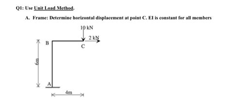 solved q1 use unit load method a frame determine
