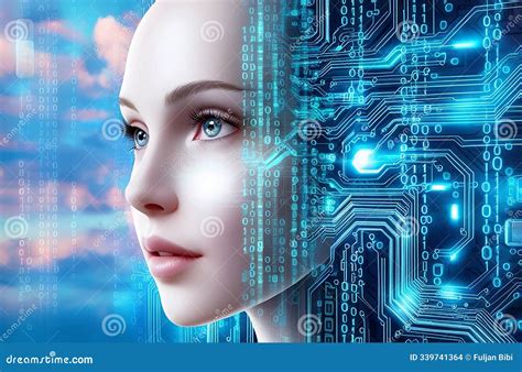 digital silhouette of a womanâ€™s face merging with circuit board