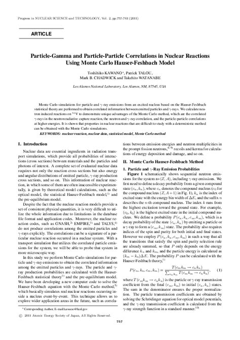Pdf Particle Gamma And Particle Particle Correlations In Nuclear