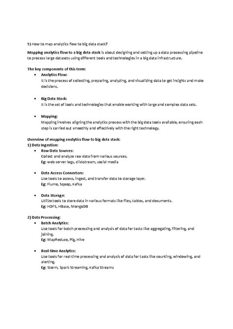 Bda 2 Mks Sample Question 1 How To Map Analytics Flow To Big Data Stack Mapping Analytics