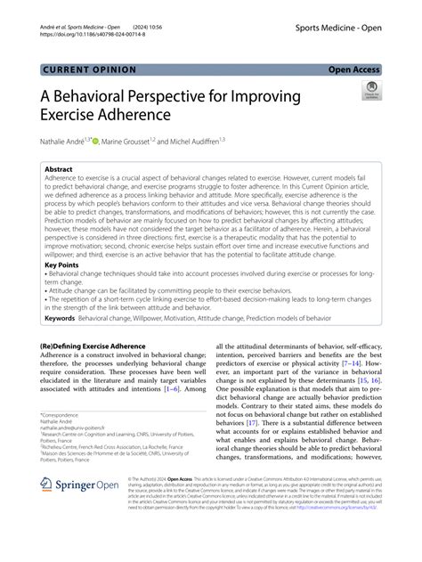 PDF A Behavioral Perspective For Improving Exercise Adherence