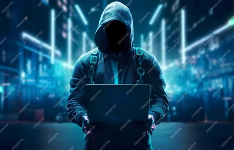 Premium Ai Image Anonymous Hacker Without Face With Laptop Concept Of Dark Web Hacking