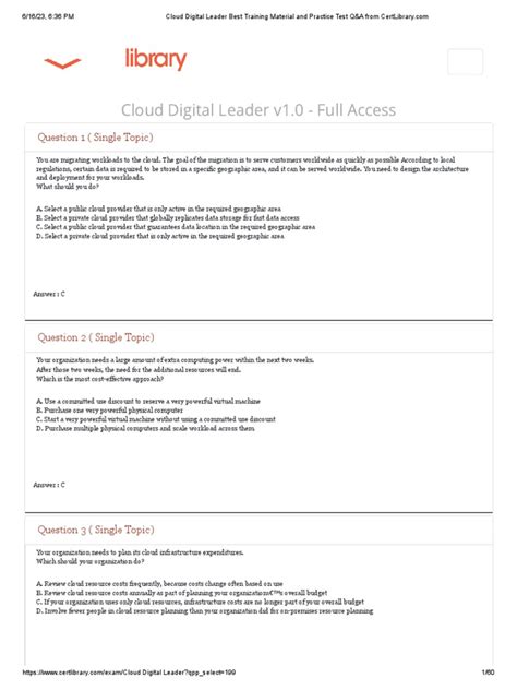 Cloud Digital Leader Best Training Material And Practice Test Qanda From Pdf Cloud Computing