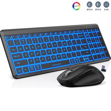 Rgb Backlit Silent Wireless Keyboard And Mouse Combo 24g Dual Mode