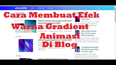 cara membuat efek gradient animasi di blog youtube