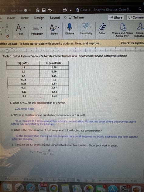 Solved Table 1 Initial Rates At Various Substrate