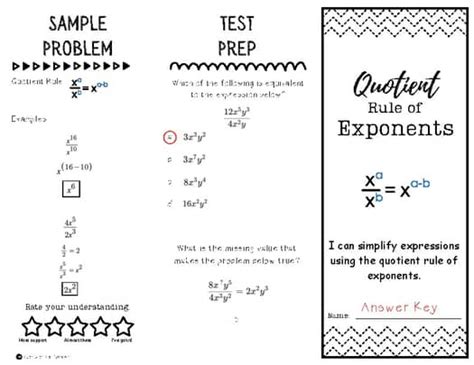 Quotient Rule Of Exponents Math Brochure By Math With Ms Gordon