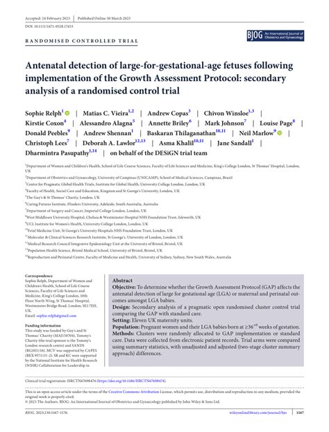 Pdf Antenatal Detection Of Large‐for‐gestational‐age Fetuses