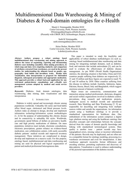 Pdf Multidimensional Data Warehousing And Mining Of Diabetes And Food Domain Ontologies For E Health