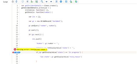 Solved Parsing Error Unexpected Token Servicenow Community