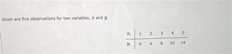 Solved Given Are Five Observations For Two Variables And Y
