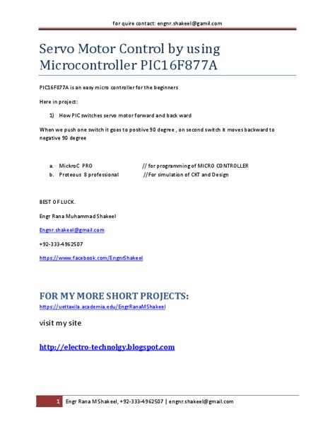 doc servo motor control by using microcontroller pic16f877a