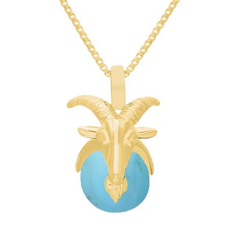 18ct Yellow Gold Turquoise Zodiac Capricorn 9mm Bead Pendant P3623