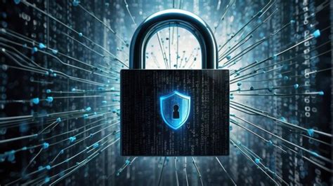 premium photo futuristic digital padlock symbol with binary code matrix