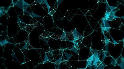 Molecules Technology With Linear And Polygonal Pattern Shapes On Dark Blue Background Stock