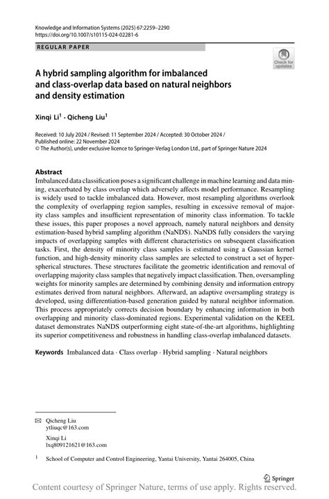 A Hybrid Sampling Algorithm For Imbalanced And Class Overlap Data Based