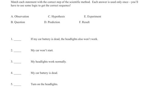 Solved Match Each Statement With The Correct Step Of The