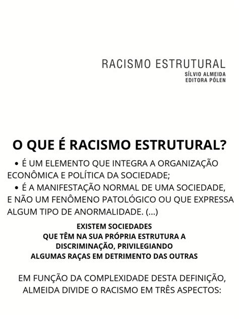 Racismo Estrutural Pdf Racismo Discriminação E Relações Raciais