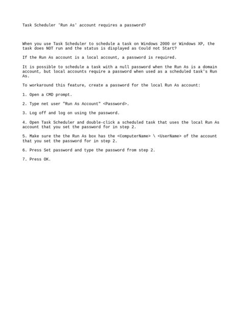 Task Scheduler Run As Account Requires A Password Pdf
