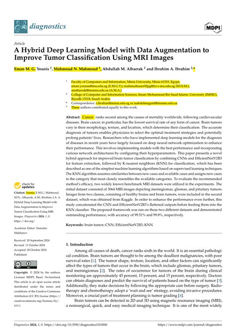 Pdf A Hybrid Deep Learning Model With Data Augmentation To Improve Tumor Classification Using