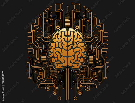 Robotic Human Brain With Detailed Circuits Concept Art Of Artificial