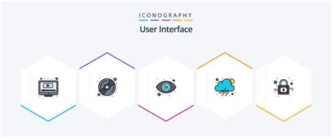 User Interface 25 Filledline Icon Pack Including Secure Eyeball