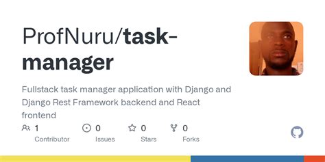 Github Profnuru Task Manager Fullstack Task Manager Application With Django And Django Rest